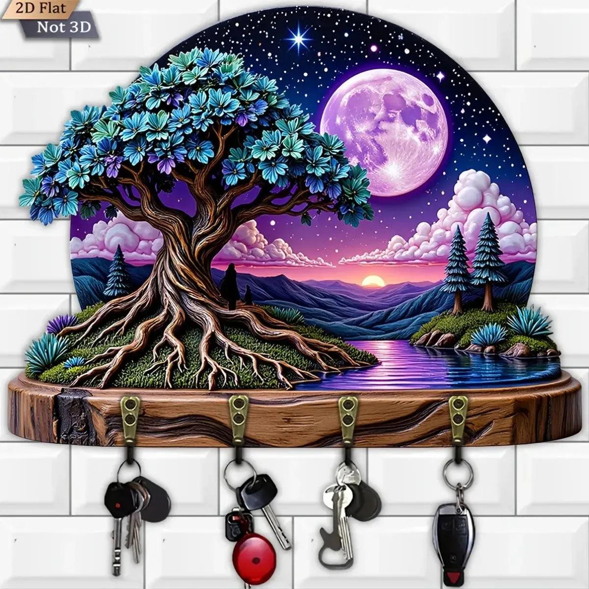 Wooden Key Holder - Witch, Wicca & Pagan Key Rack Home Decor ...