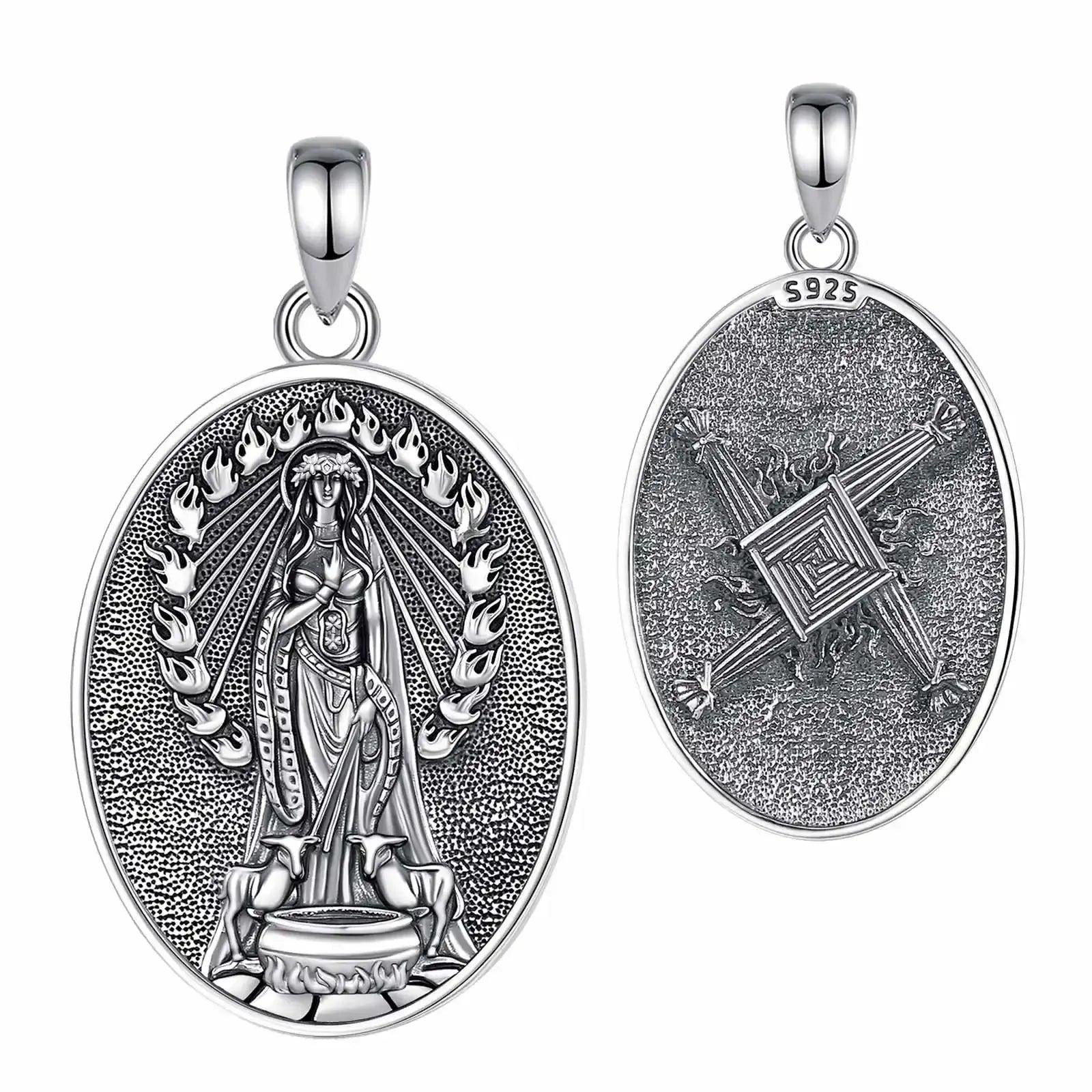 925 Silver Brigid Goddess Necklace Brigid’s Cross Celtic Fire Pendant