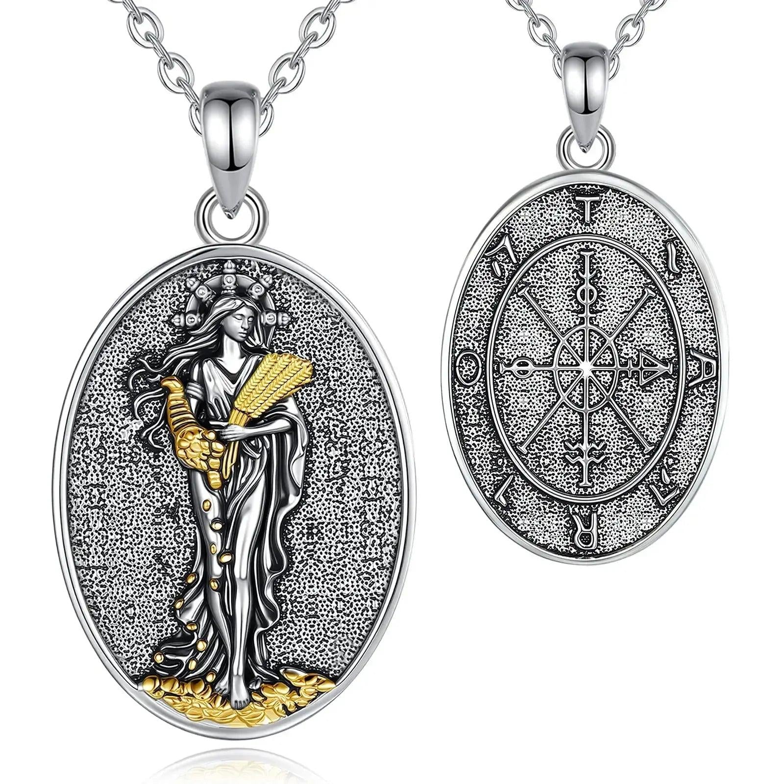 925 Sterling Silver Goddess of Fortune Necklace Greek Lucky Goddess Pe ...