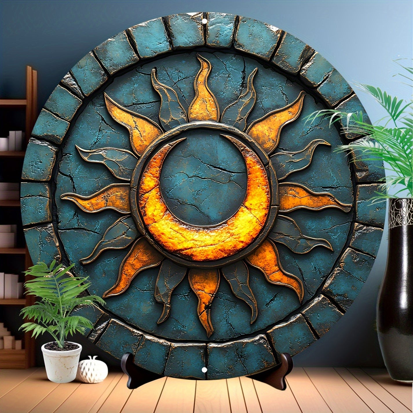 Celestial Sun and Moon Goddess Metal Sign Wicca Pagan Home Decor
