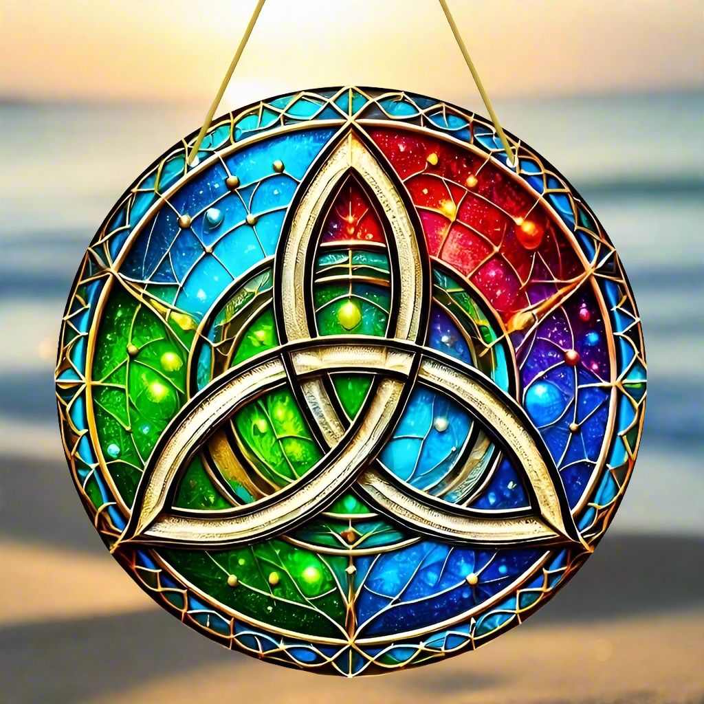 Celtic Knot Triquetra Suncatcher Pagan Window Art Wicca Window Decor ...