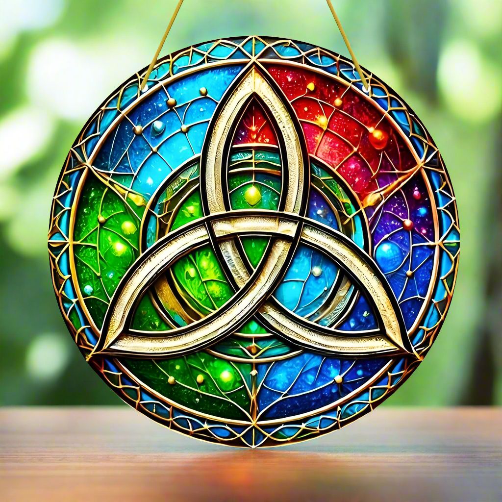 Celtic Knot Triquetra Suncatcher Pagan Window Art Wicca Window Decor ...