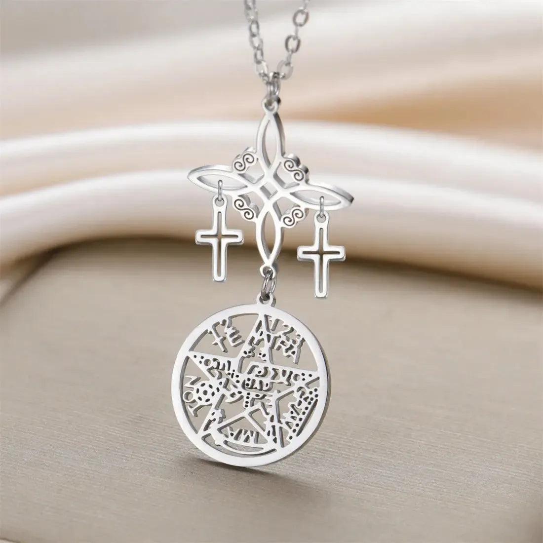 Cross Witch Celtic Knot Pentacle Tetragrammaton Necklace Witchcraft Je ...