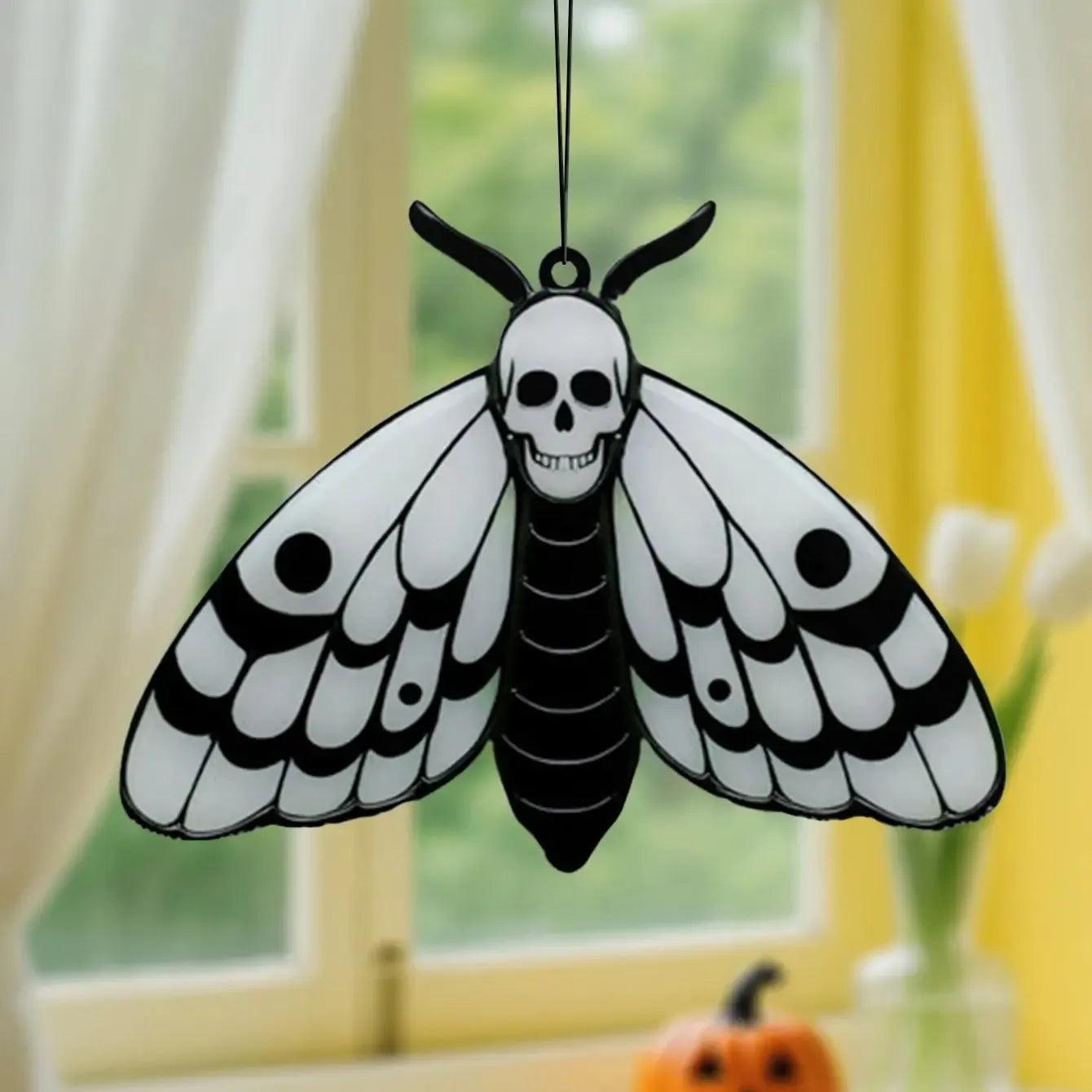 Death Moth Halloween Suncatcher Window Hangings - Gothic Skull Butterf ...