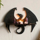 Dragon Black Raven Wooden Wall Shelf Gothic Crystal Display Shelf Witc