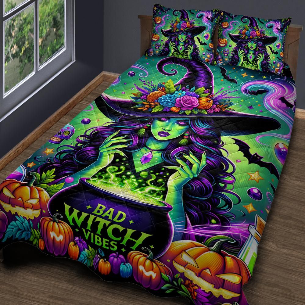 Gothic Cauldron Potion Witch Quilt Bedding Set for Halloween ...