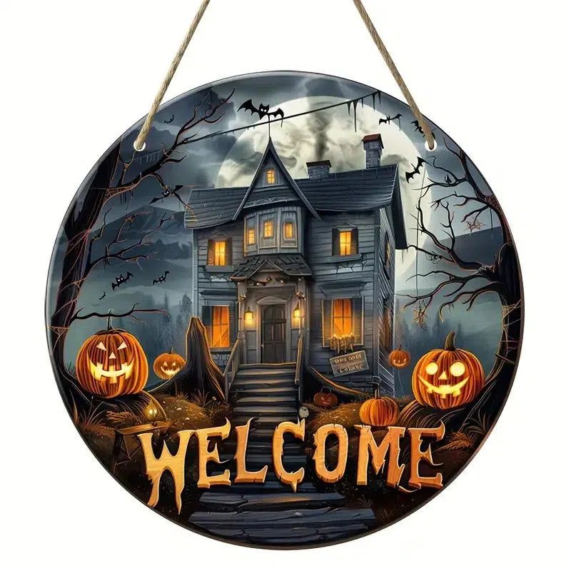 Gothic Haunted House Wooden Sign Witchy Hanging Sign for Halloween ...