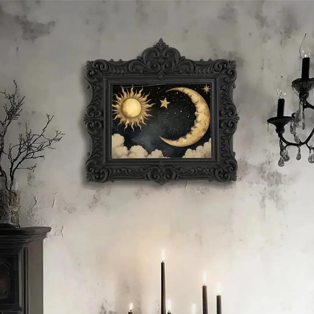 Gothic Sun Moon Wall Decor Celestial Wall Hanging For Wicca Pagan Home