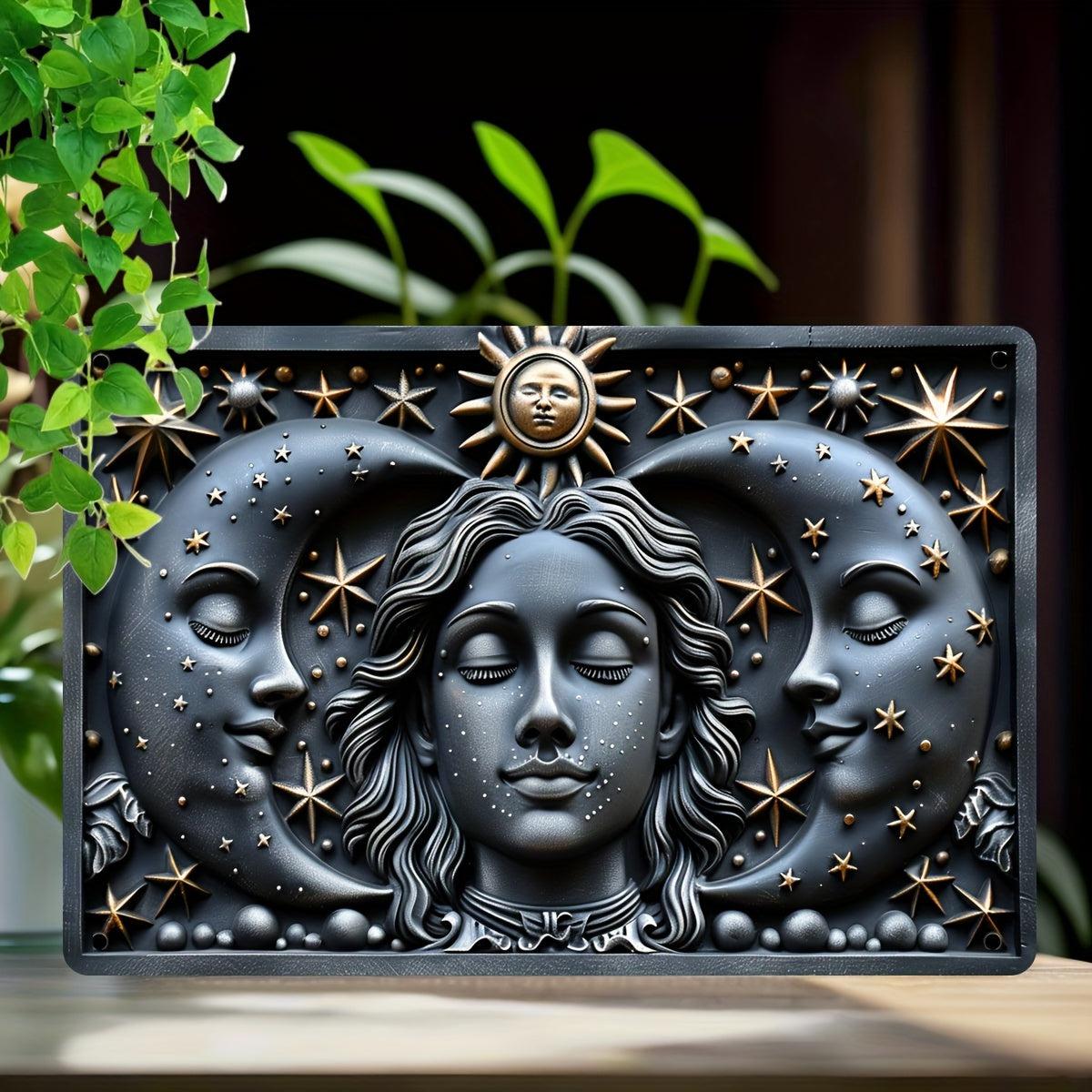Luna Goddess Metal Sign Sun Moon Goddess Wall Art Celestial Wall Decor ...