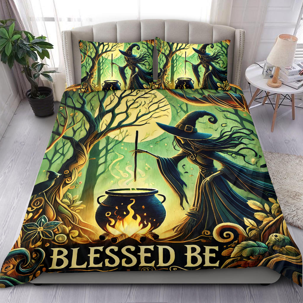 Moon Forest Witch Brewing Potion Halloween Bedding Set