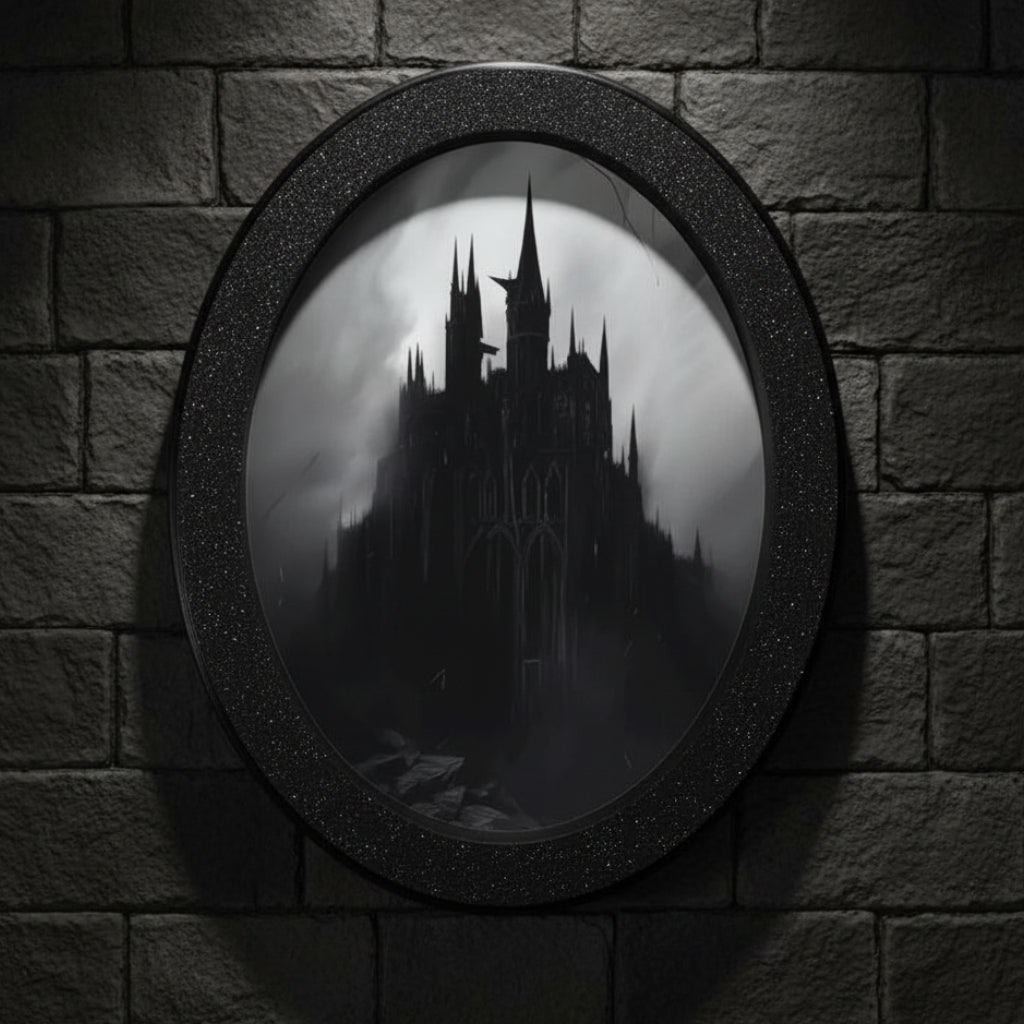 Gothic wall art Witch decor Halloween wall decor Spooky Oval Frame