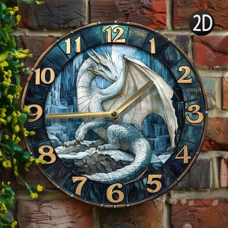 Mythical Dragon Wall Clock Iced Dragon Clock