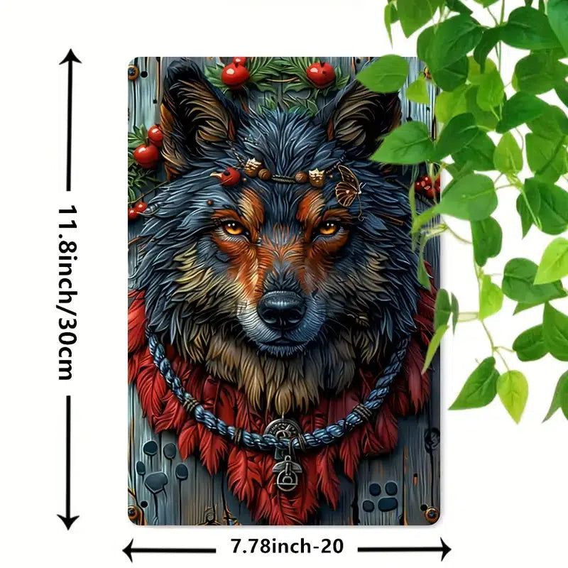 Spirit Wolf Wall Art Head Wolf Metal Sign Yule Pagan Home Decor ...