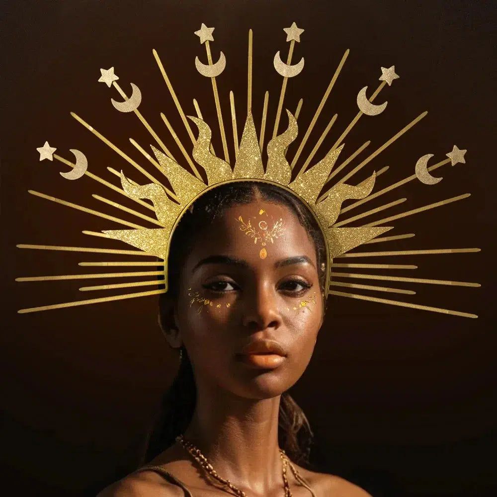 Star Sun Moon Crowns Celestial Goddess Tiaras Wiccan Pagan Hair Access ...