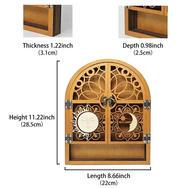 Sun and Moon Shelf Wicca Pagan Wooden Crystal Cabinet – MOONCHILD LTD