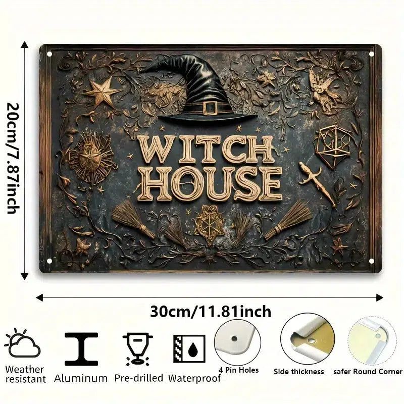 Vintage Witch's House Metal Sign Witch Wall Decor Halloween Welcome Si ...