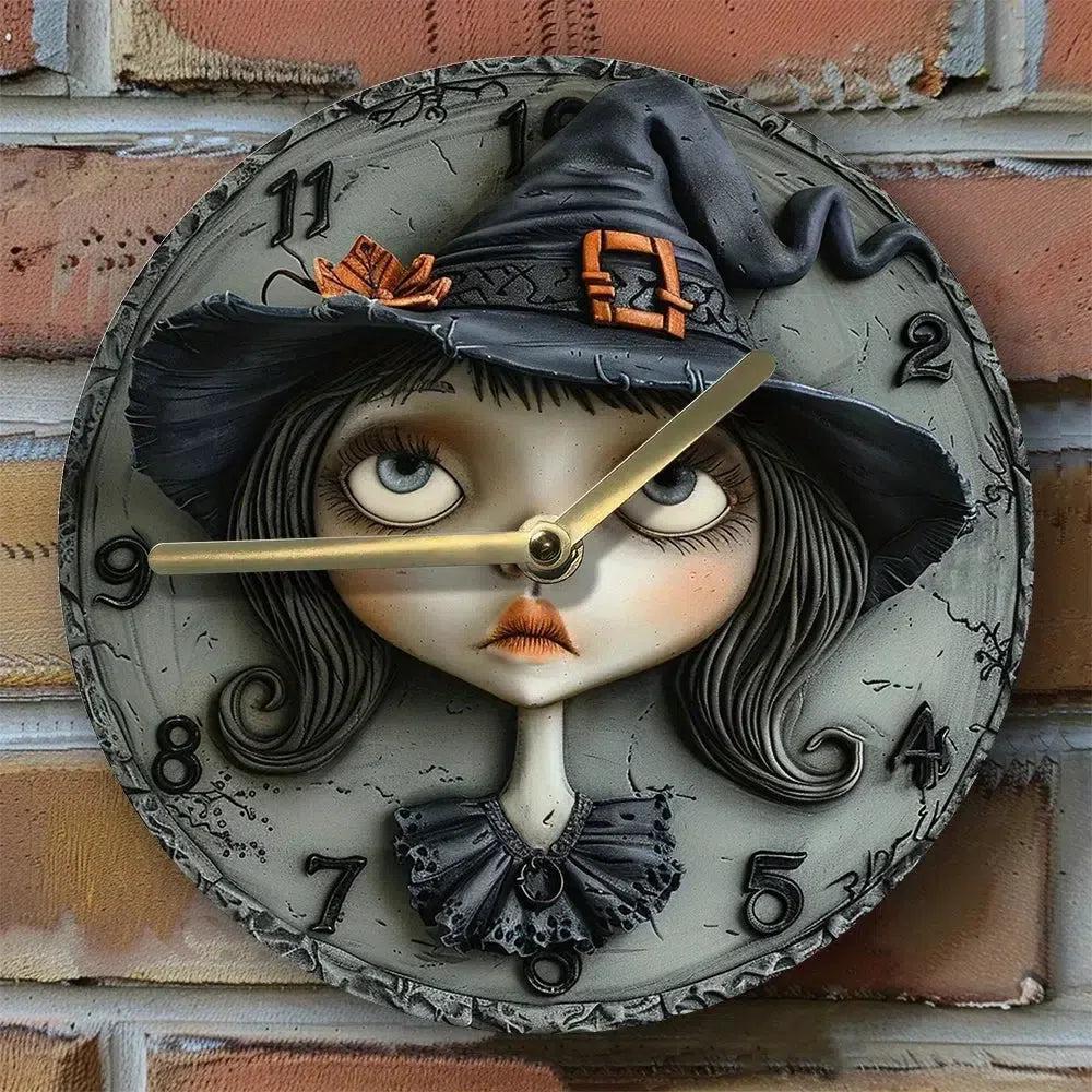 Weird Witch Wall Clock for Halloween Home Decorations