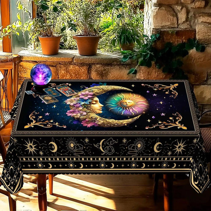 Wicca Moon Sun Bohemian Tablecloth