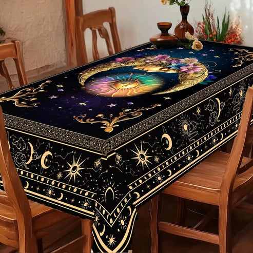 Wicca Moon Sun Bohemian Tablecloth
