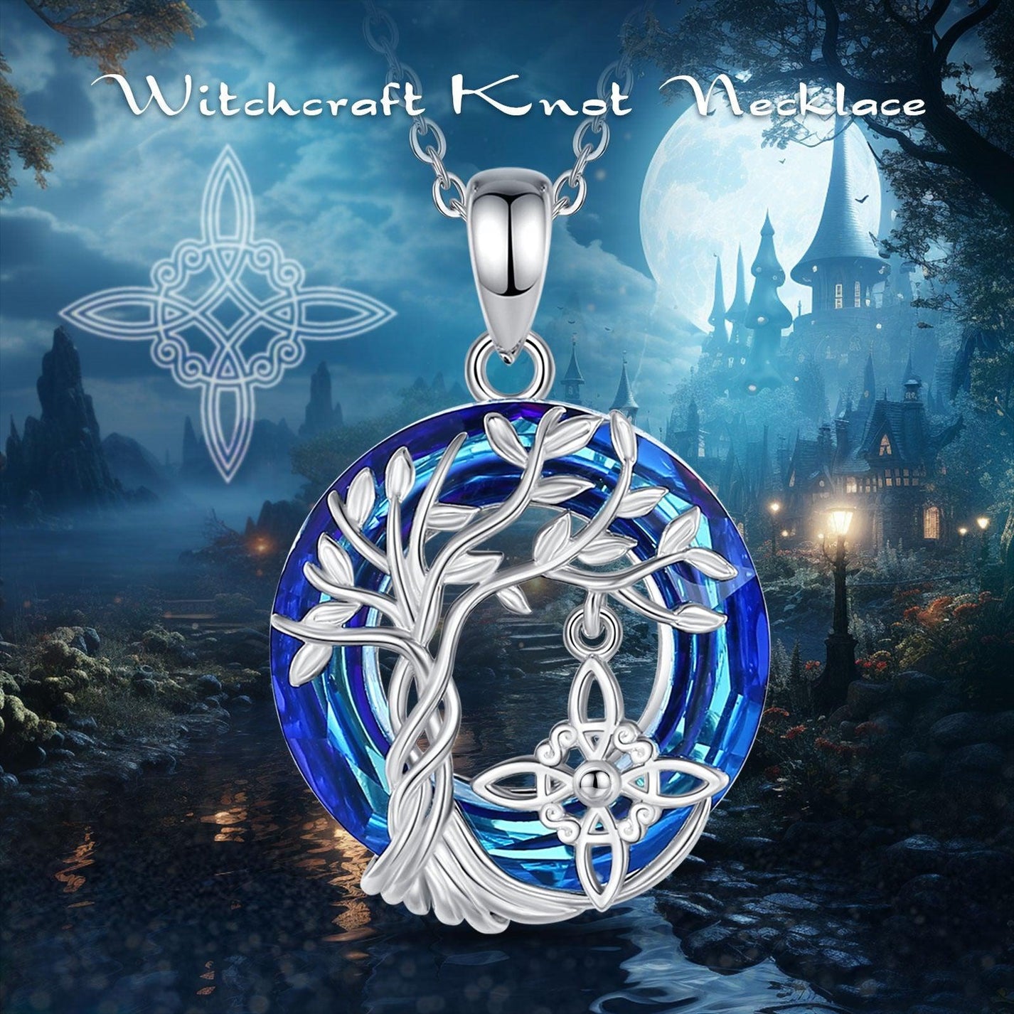 Witch Knot Necklace Crystal Tree of Life Amulet Necklace Pagan Jewelry ...