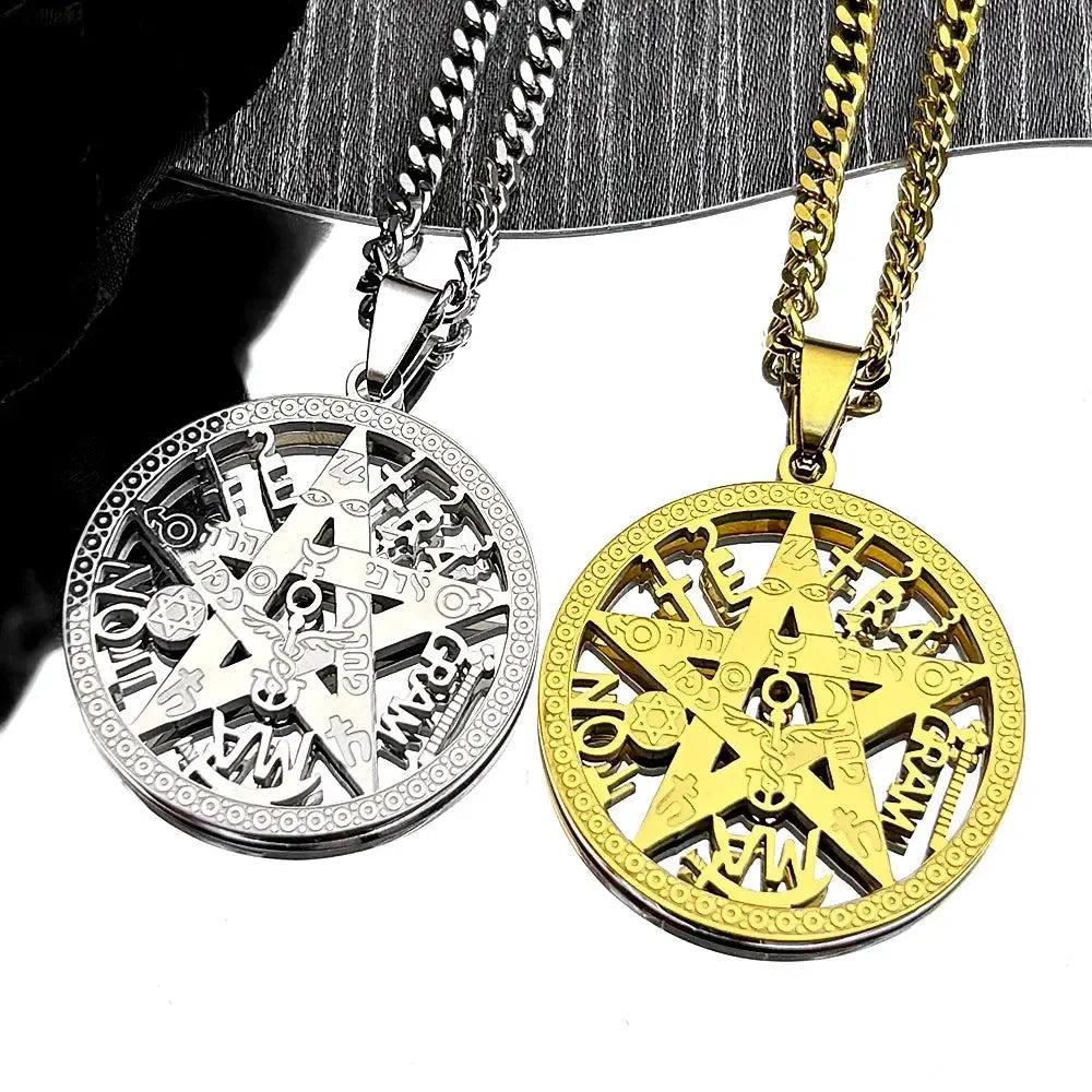 Witchcraft Pentagram Tetragrammaton Pendant Necklace Witch Jewelry