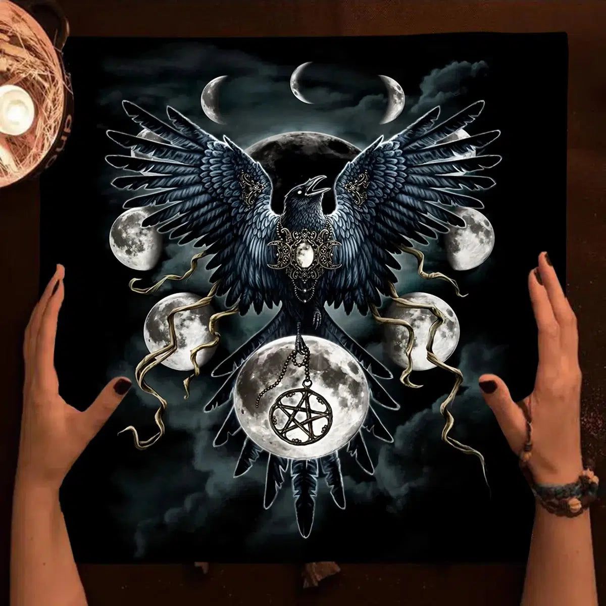 Witchy Raven Tarot Card Tablecloth Wicca Runes Altar Cloth Witchcraft ...