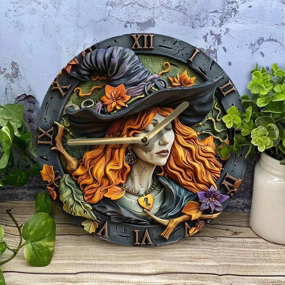 Witchy Wall Clock - Halloween Wall Clock for Witch Home Decor ...